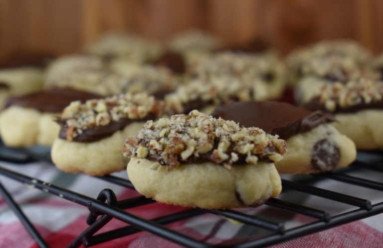 Dainty Log Butter Cookies with Chocolate Chips - These Old Cookbooks