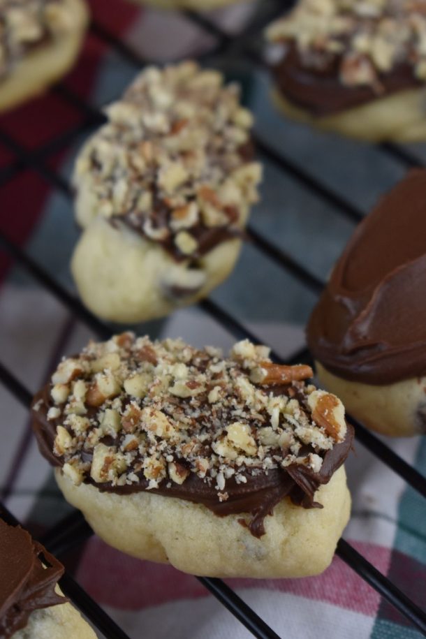 Dainty Log Butter Cookies with Chocolate Chips - These Old Cookbooks