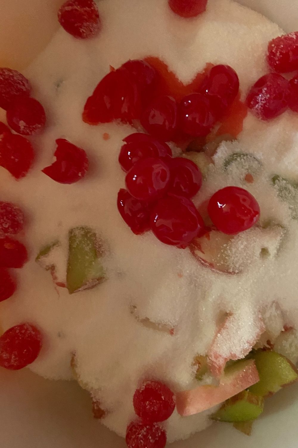 Cherry Rhubarb Crisp Recipe with Sour Cream - These Old Cookbooks