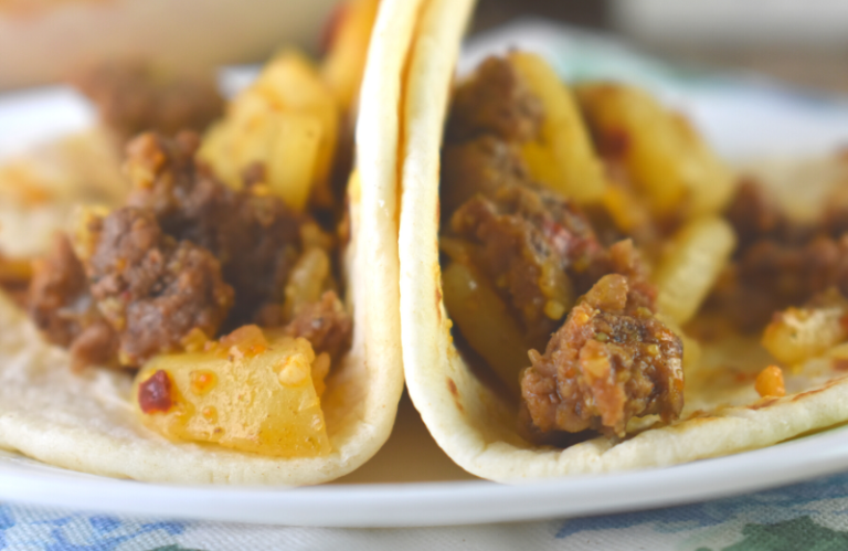 Beef and Potato Tacos Recipe - How to Stretch Taco Meat - These Old ...