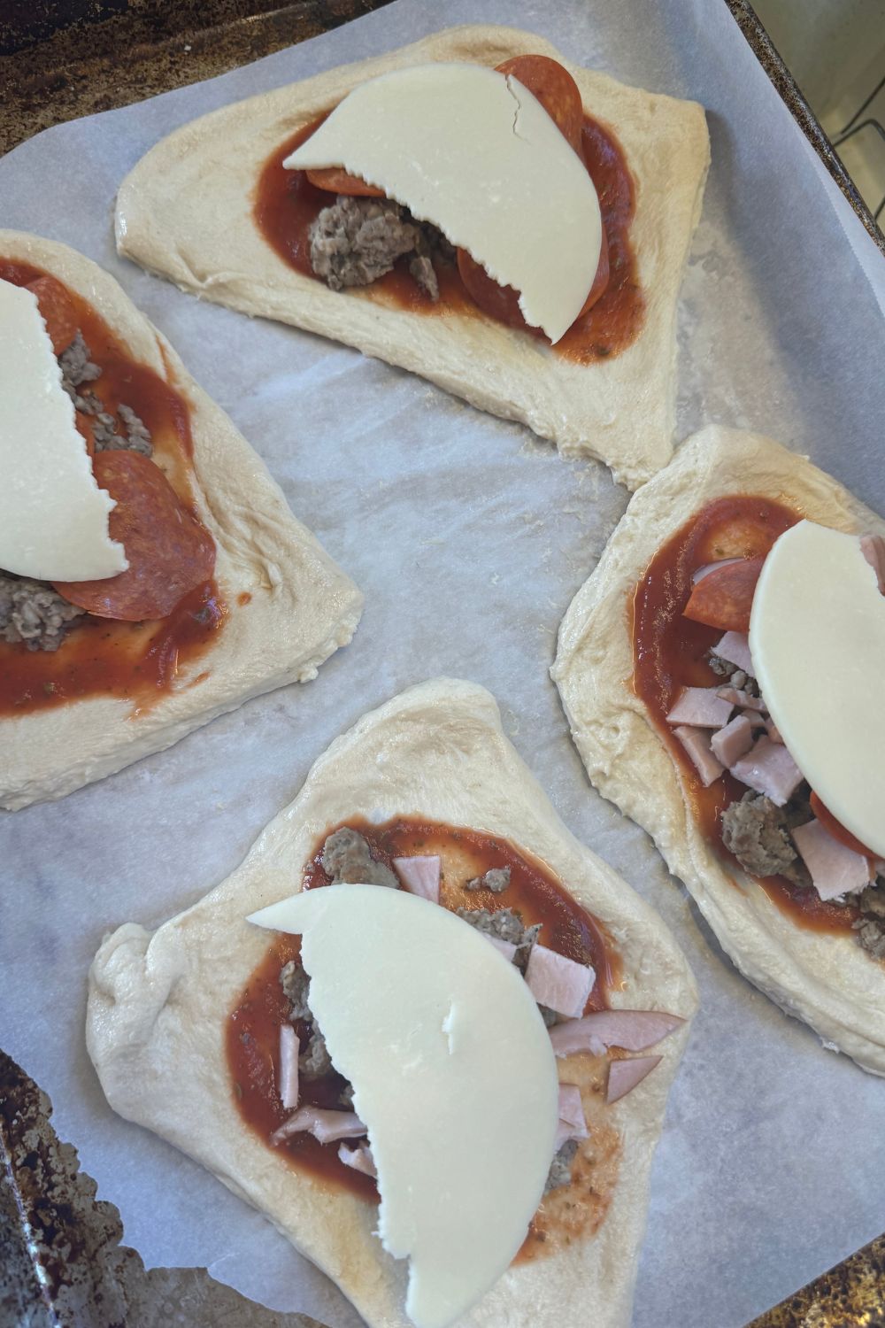 Fried Pizza Pockets Recipe with Refrigerated Pizza Dough - These Old ...